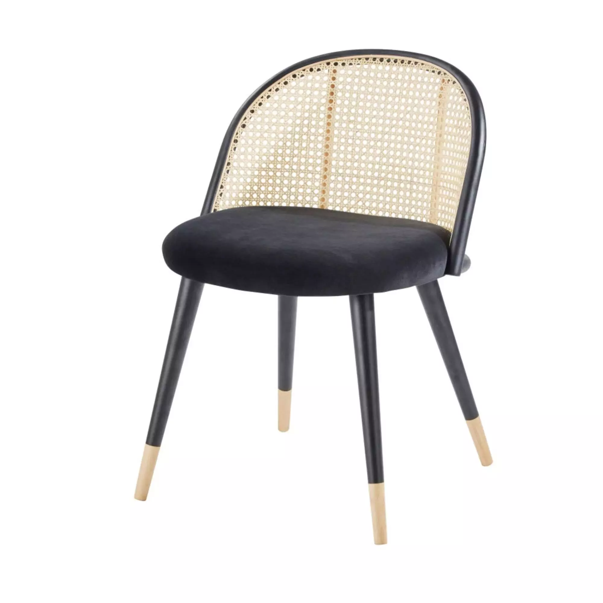 Maisons du Monde မှ ခေတ်ဟောင်း Black Rattan နှင့် Solid Birch Mesh Chair