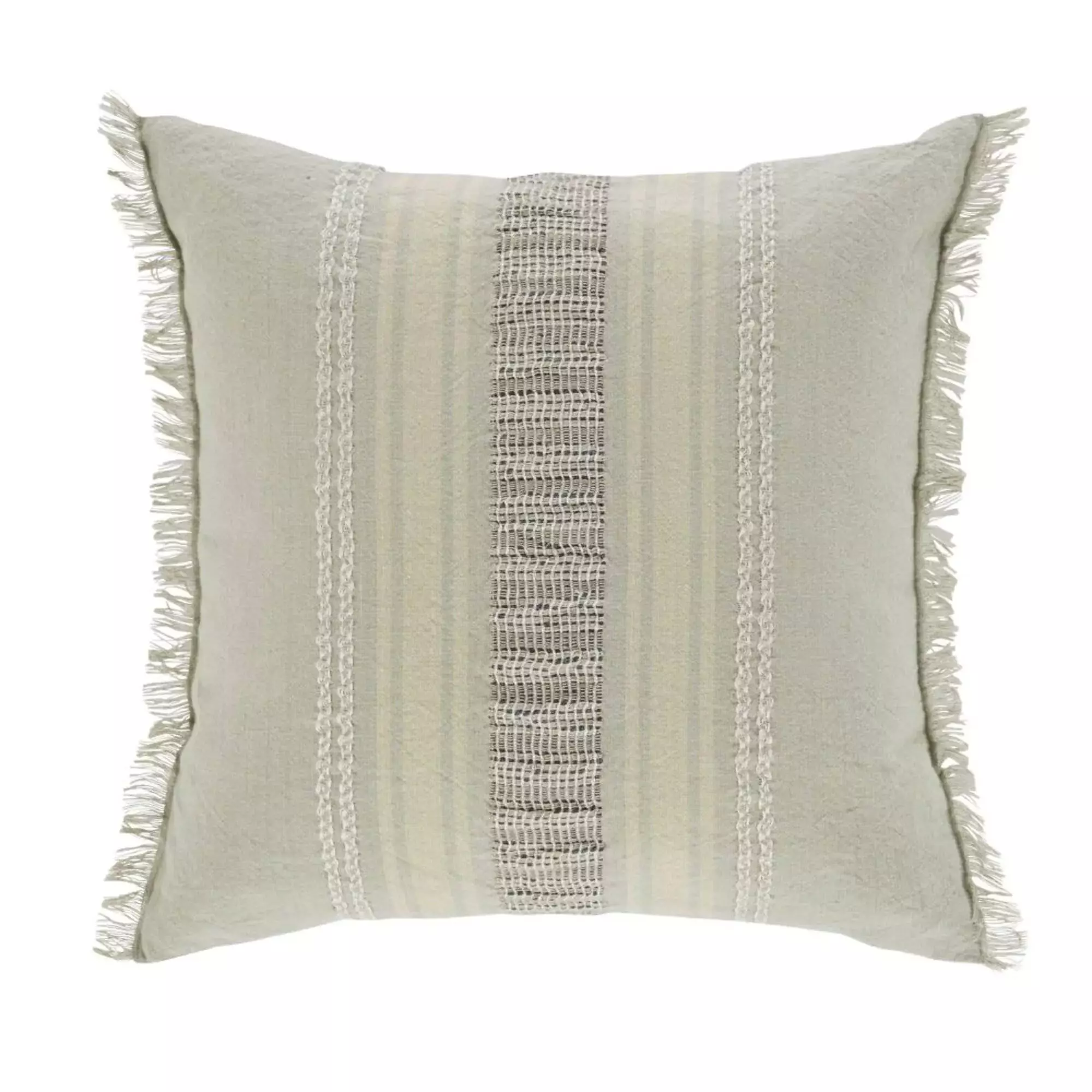 Bantal Katun & Linen Bergaris Abu-abu, Ecru & Ijo saka Maisons du Monde