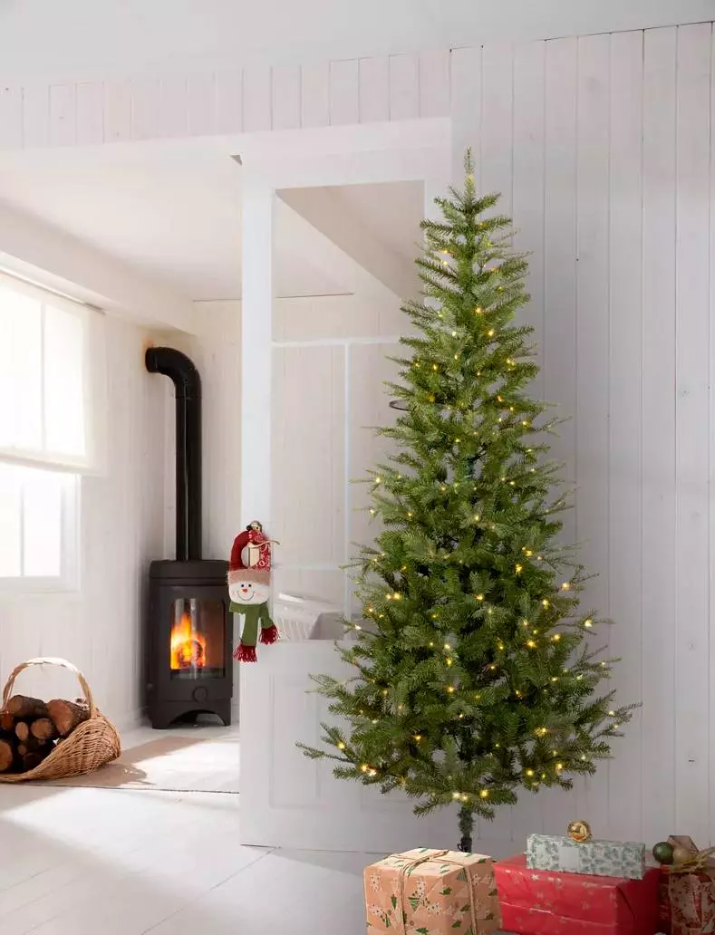 Leroy Merlin Sapin de Noël Idaho Blanc Chaud 240 cm de Haut avec Lumières