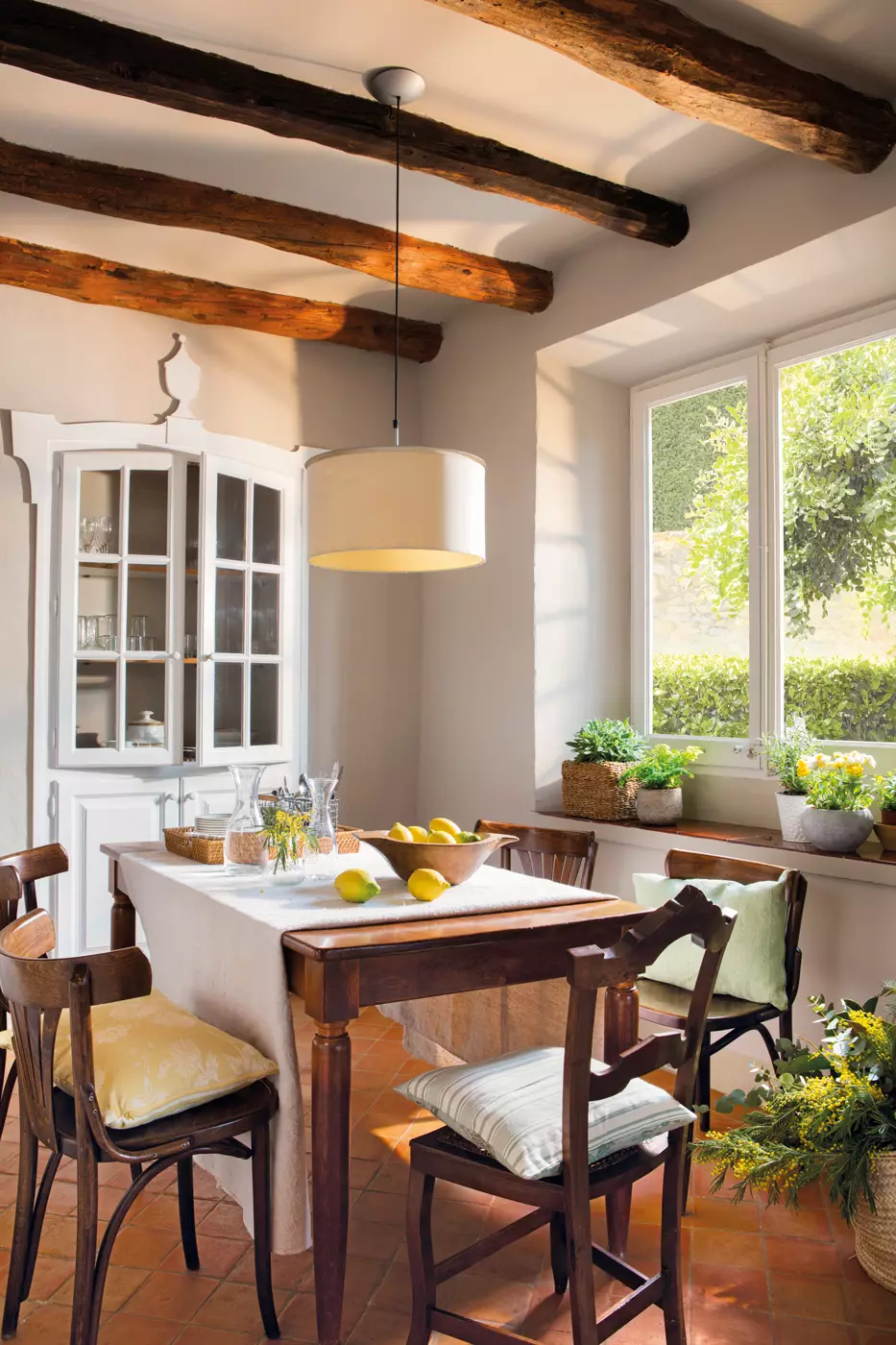 Country style office with dark wood furnishings