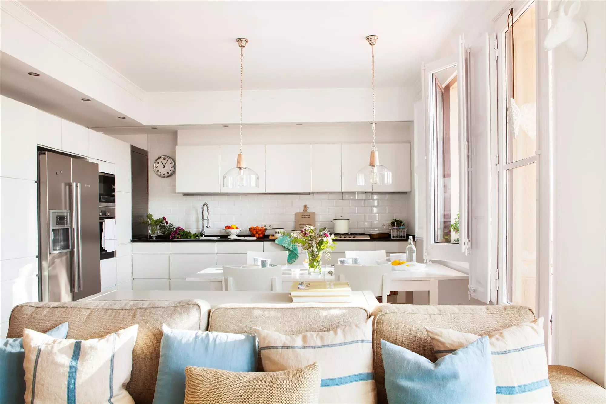 kitchen open to dining room