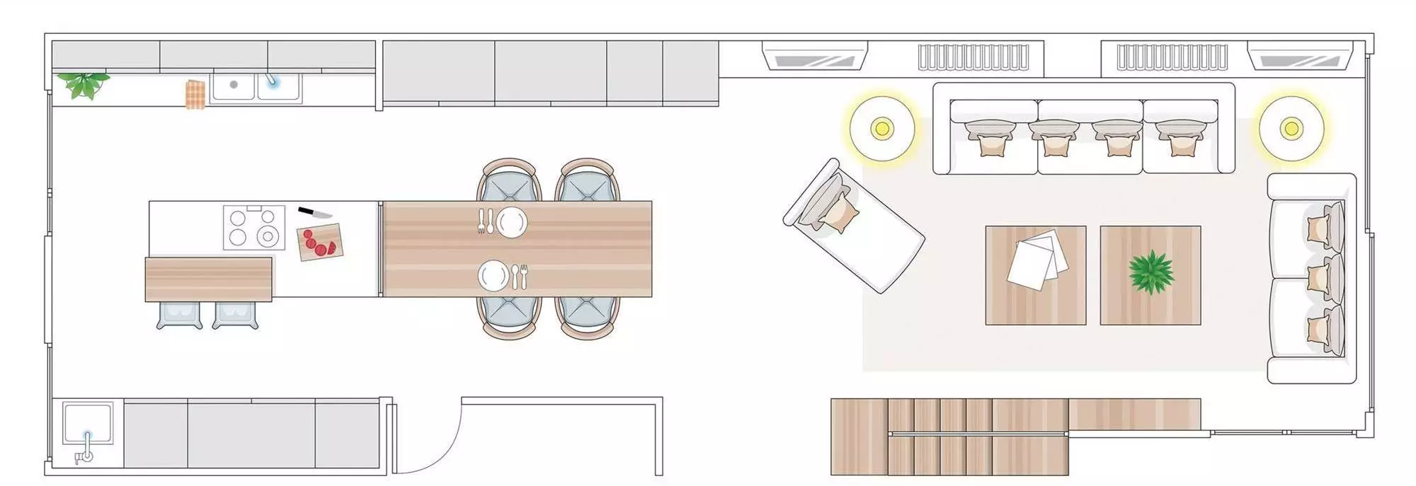 duplex PLAN. Εδώ μπορείτε να δείτε την κάτοψη του ισογείου