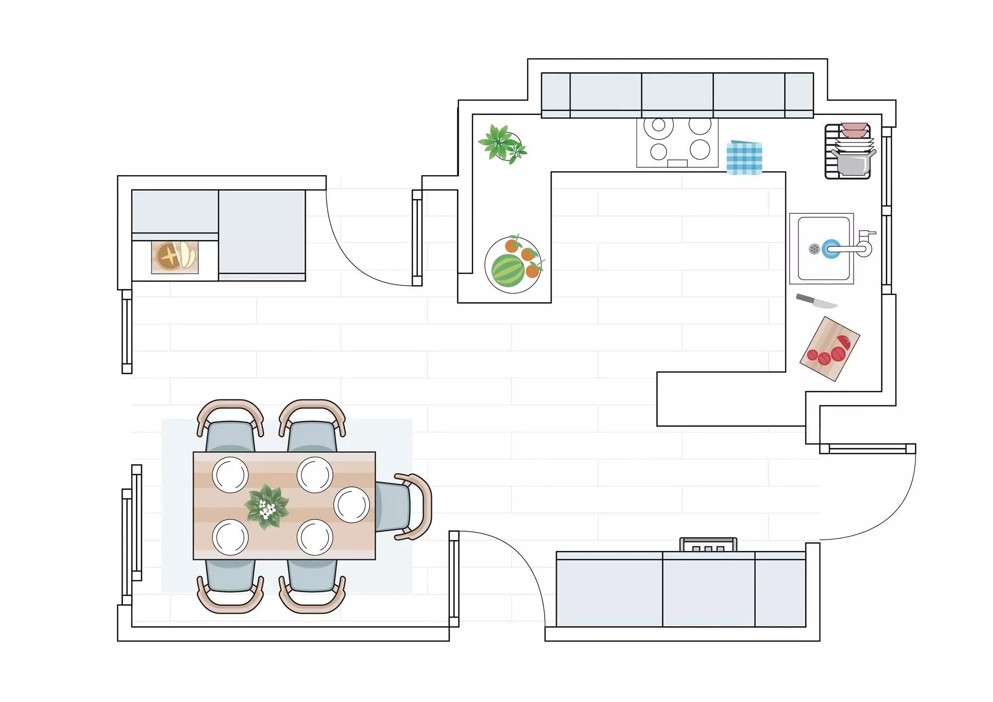 planta de cozinha e sala de jantar - 530671