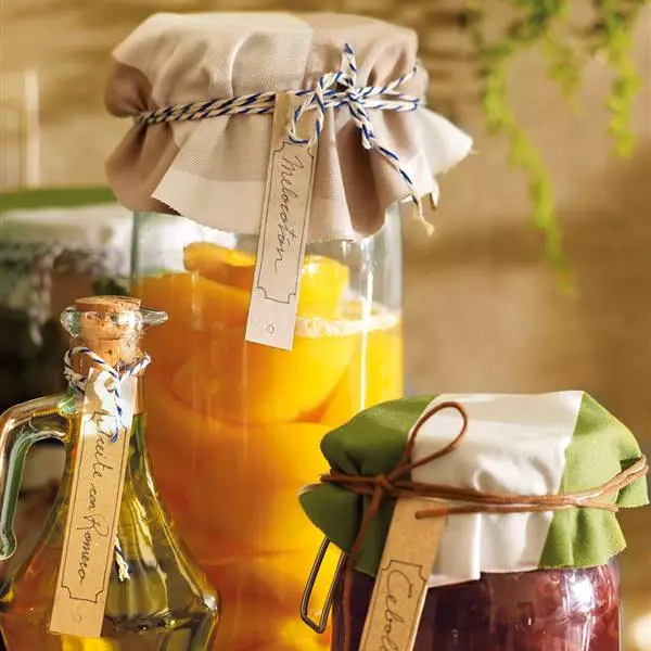 Detail of jar of peaches in syrup