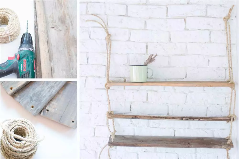 Rope shelf collage ni La Chimenea de las Hadas