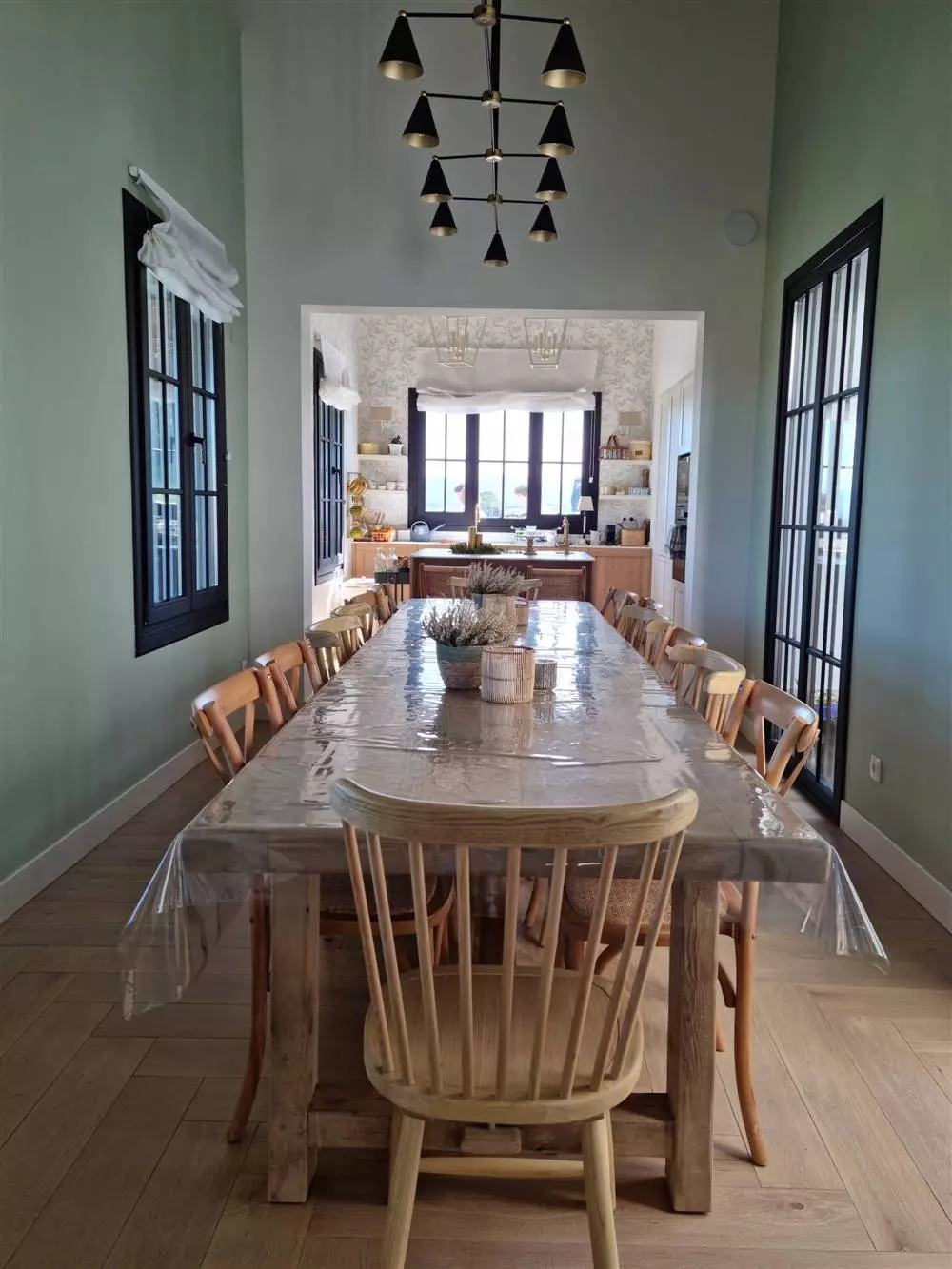 Dining room of the house of the reader Paloma Blanc in Asturias