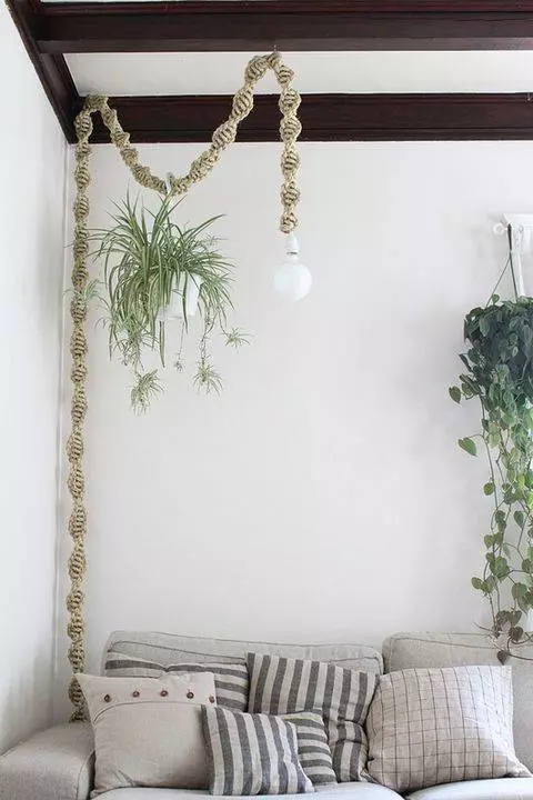 kejbils-moħbija-lampa-macrame. Soluzzjoni artiġjanali