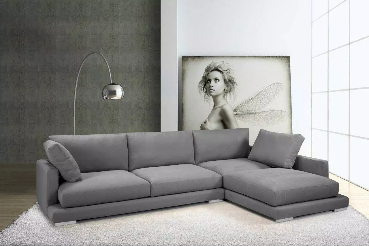 Gray sofa with chaise longue