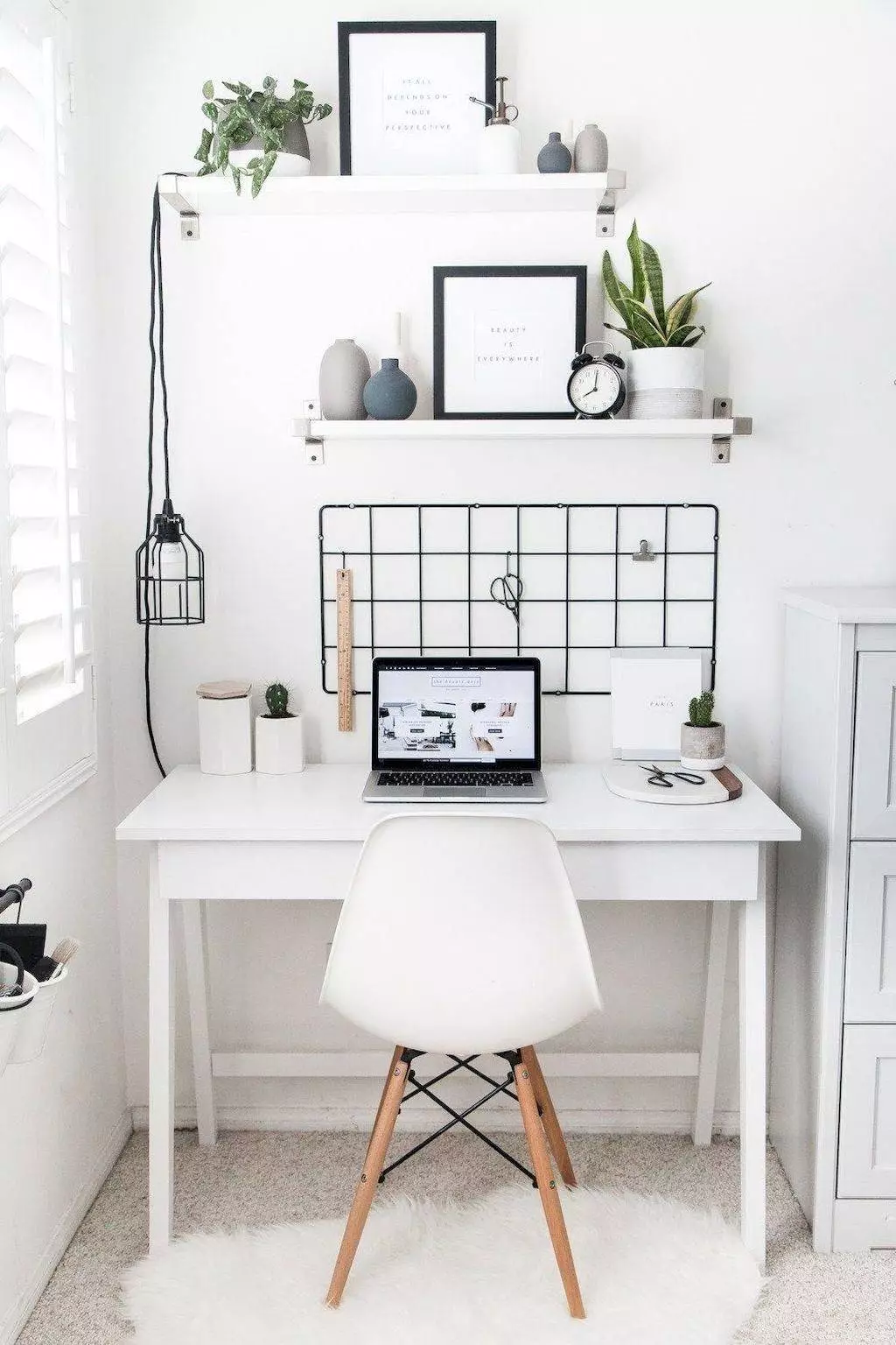 Pinterest-dən Nordic White Bəzəkli Ofis