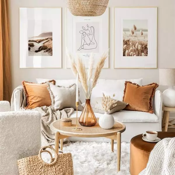 Pinterest இலிருந்து எர்த் டோன்களில் Boho பாணி வாழ்க்கை அறை