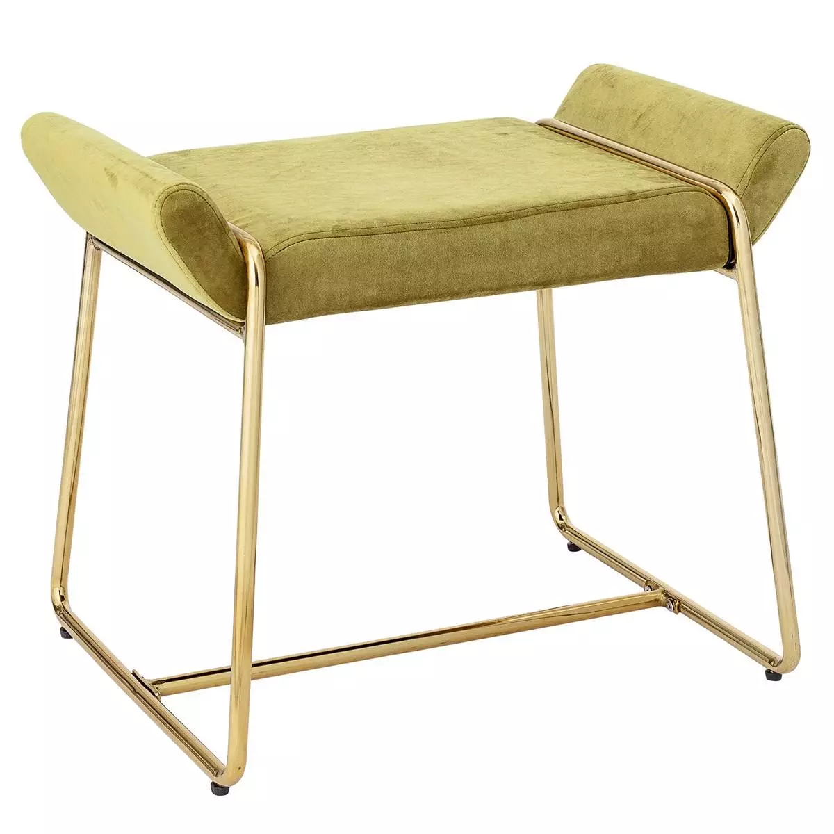 Nordic Nest Stool na may Greenish Yellow Velvet Seat at Gold Legs